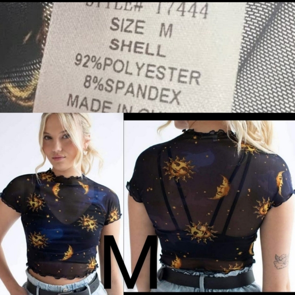 Bear Dance | Tops | Sun Moon Navy Blue Mesh Crop Topsize M | Poshmark